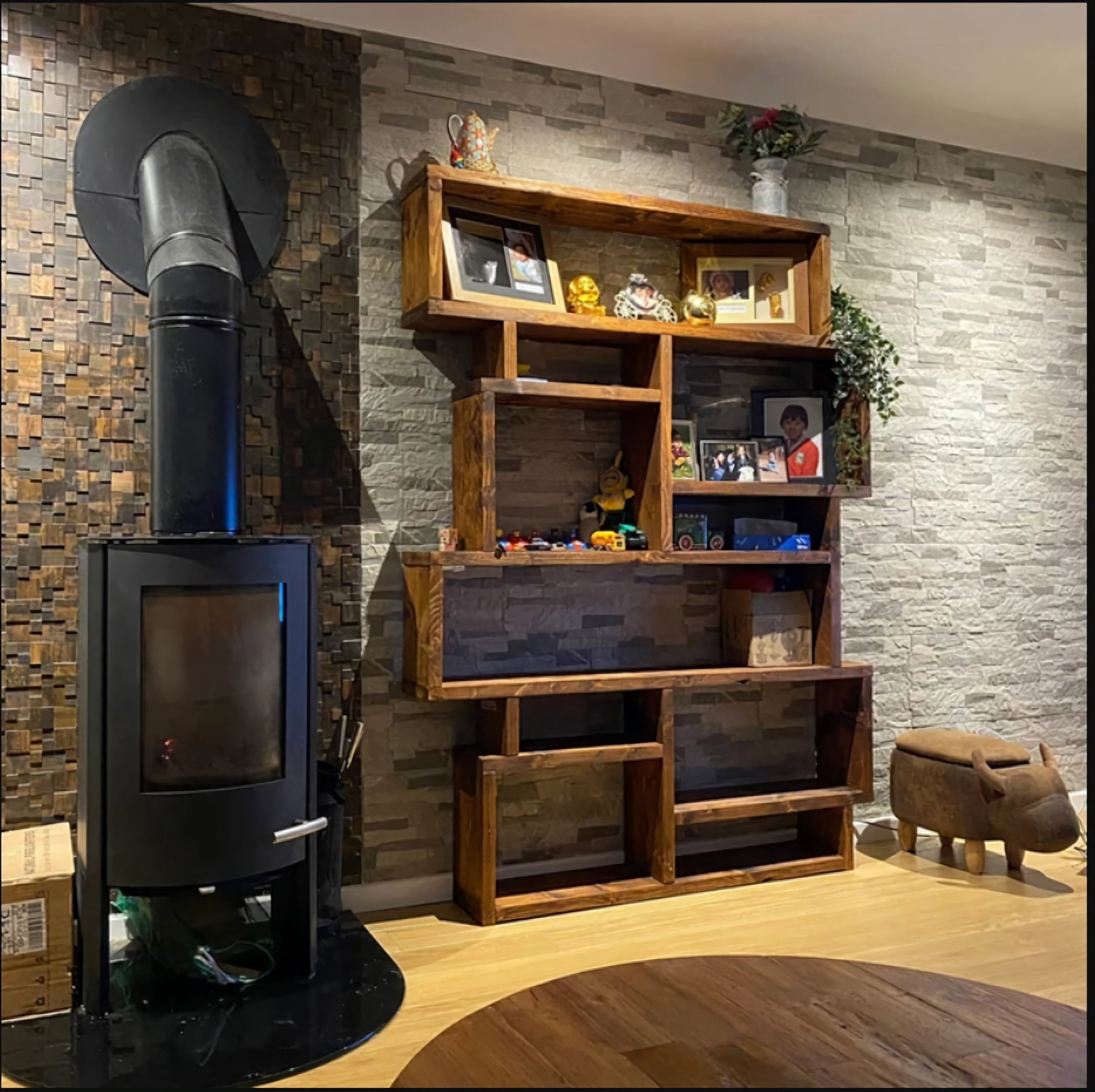 Solid Wood Box Bookcase & Shelving Unit - Modular Storage Organizer ...